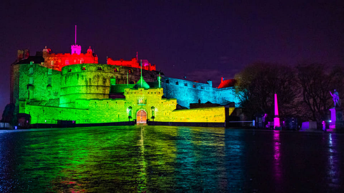 Edinburgh Castle lit in rainbow colors to mark queer anniversary ...